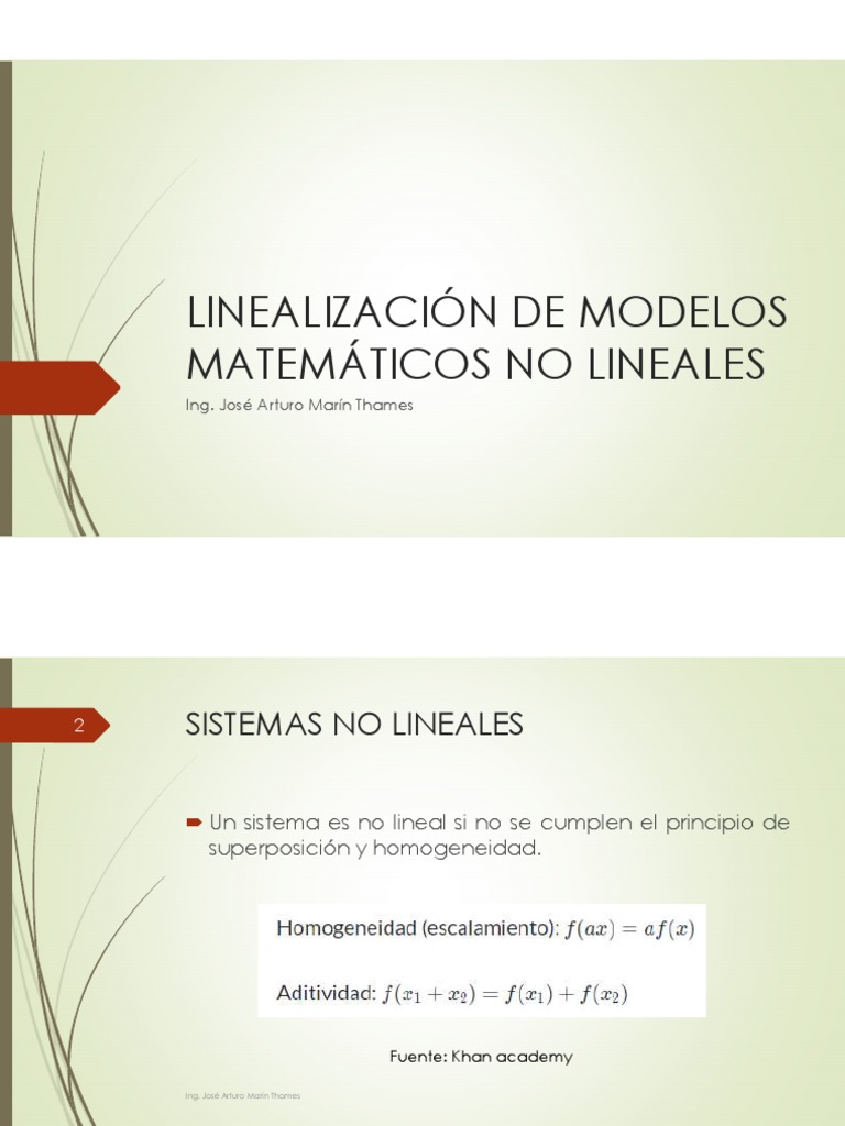Linealización de Modelos Matemáticos No Lineales | PDF | Linealidad ...