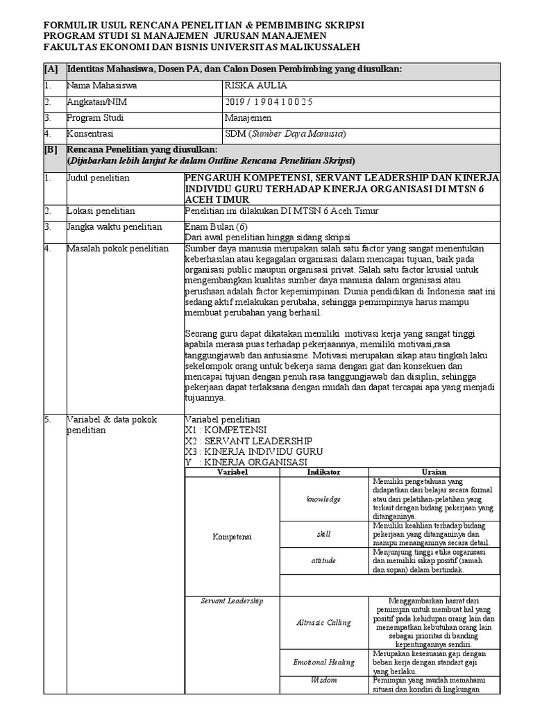 Formulir Pengajuan Judul Terbaik | PDF
