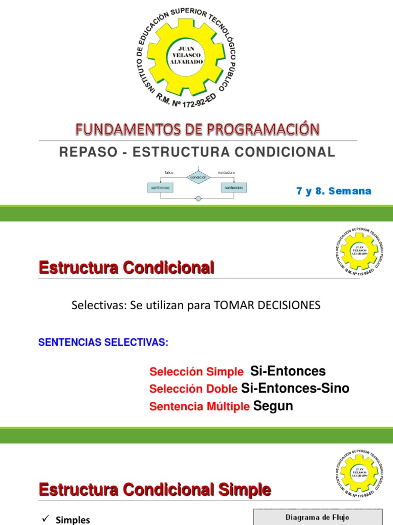 Sesion8 Repaso Estructuras Condicional | PDF | Algoritmos | Programación de computadoras
