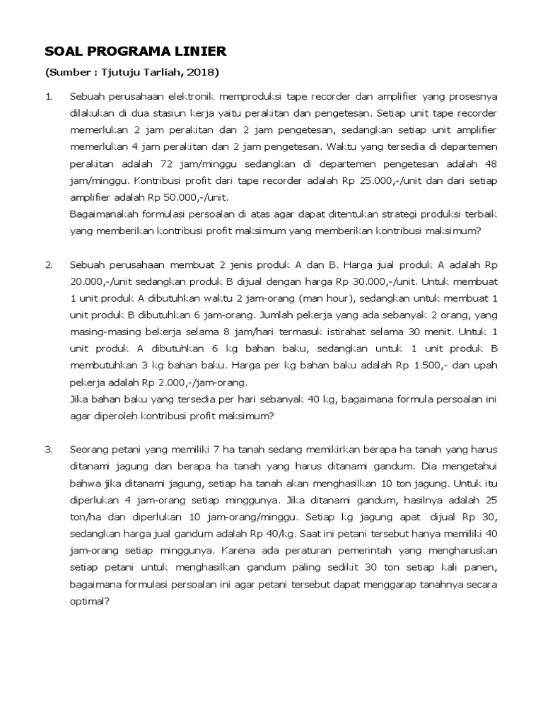 Contoh Soal Riset Operasi | PDF
