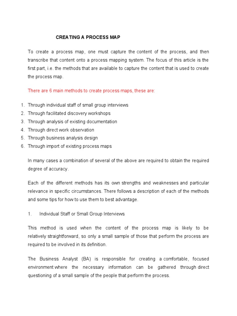 Creating A Process Map | PDF | Business Analysis | Business
