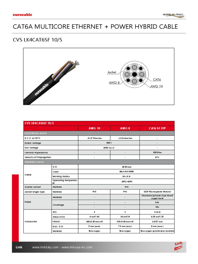 Link Eurocable LK4CAT6SF 10 5 | PDF | Electric Power | Electricity