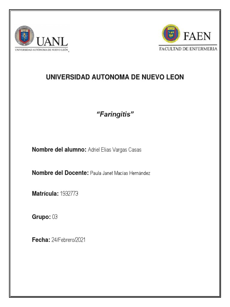 Faringitis: Tipos y Tratamientos | PDF | Epidemiología | Medicina CLINICA