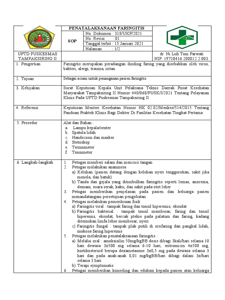Sop Faringitis | PDF