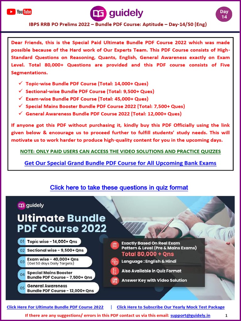 RRB PO PRELIMS Quants (Day-14) 165011274410 | PDF