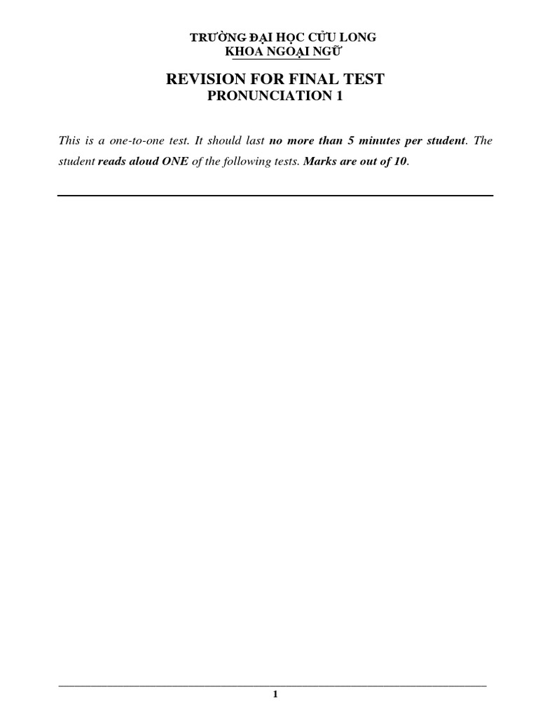 Final - Revision For Pron. 1 - Vb2 K6abd - 16.01.2022 | PDF