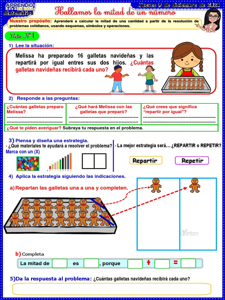 1º y 2º Hallamos La Mitad de Un Número Masinteresantes | PDF ...