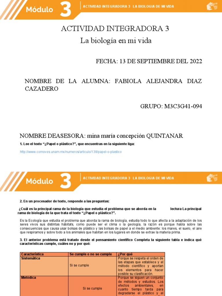 Actividad Integradora 3 Modulo 3 Semana 2 | PDF | Residuos | Entorno ...