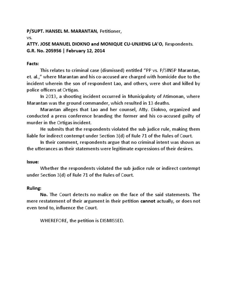 Marantan Vs Atty Diokno and Lao | PDF