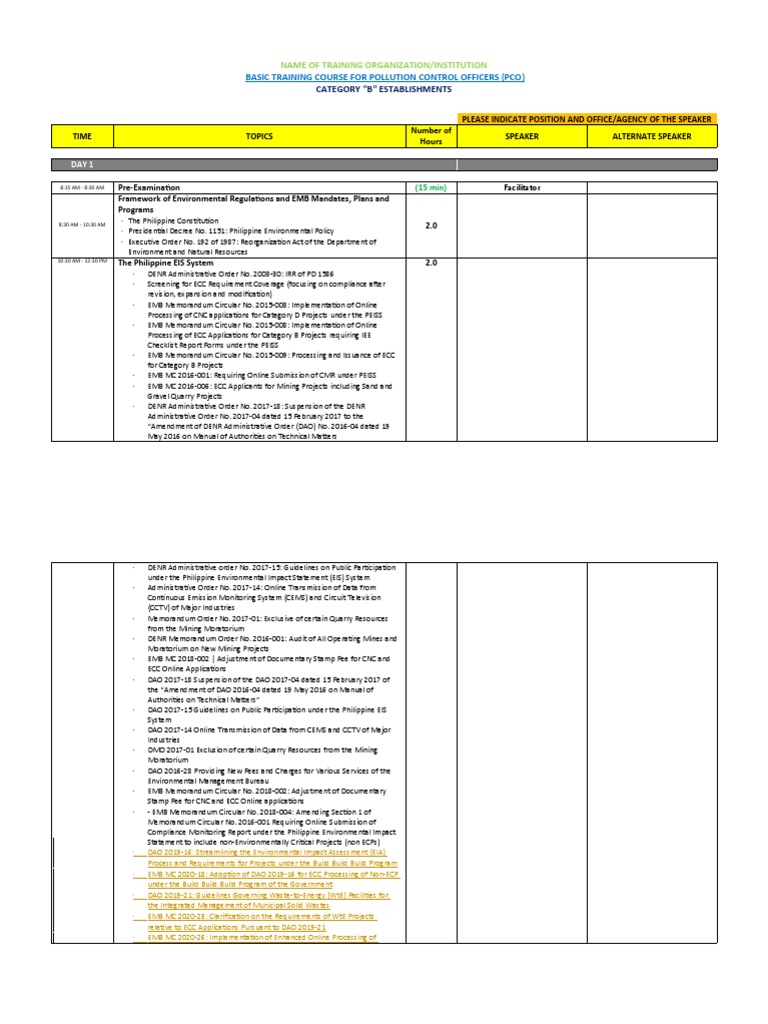 Pollution Control Officer Training | PDF