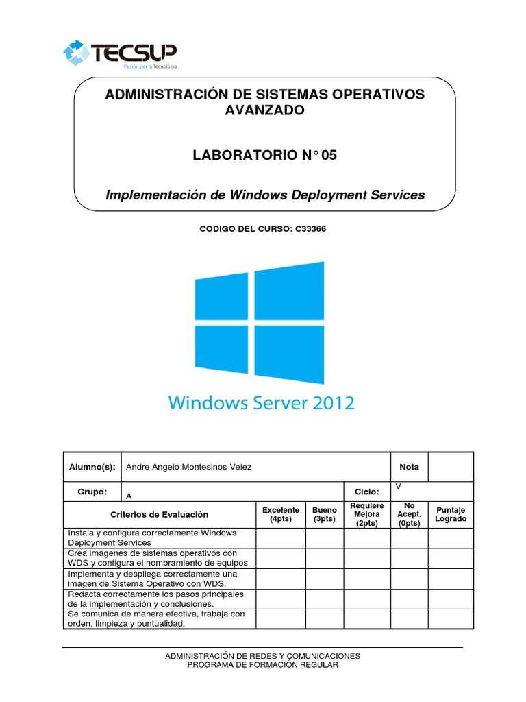 Lab 05 - Implementación de WDS-1 | PDF | Ciencias de la Computación | Informática