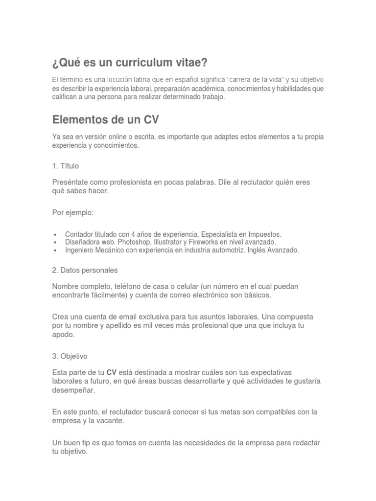 Qué Es Un CV | PDF | Plan de estudios