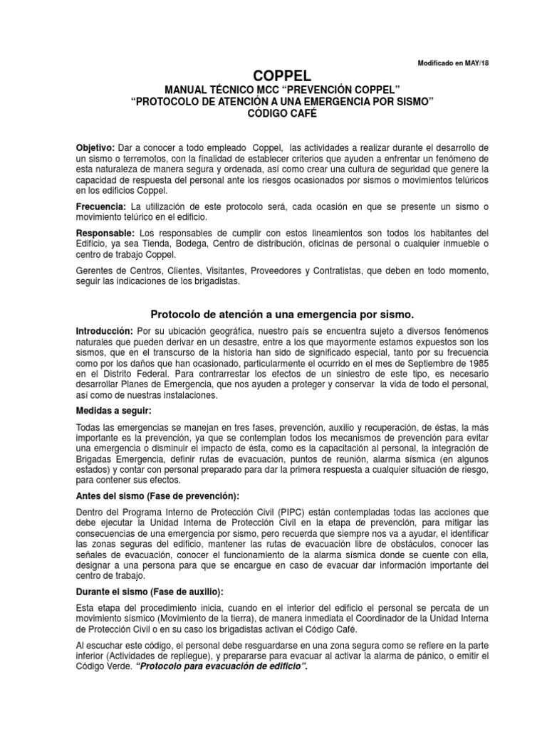 Codigo CAFE Sismos - Mayo18 | PDF