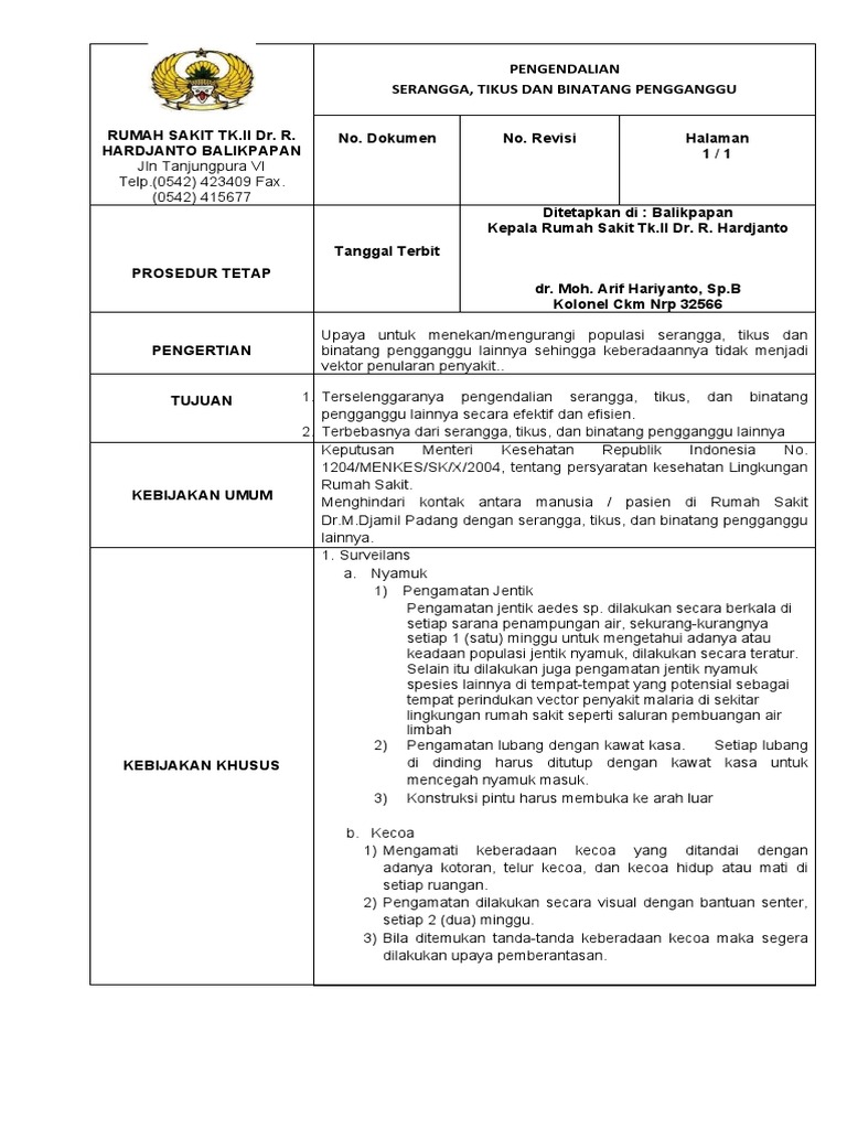 Sop Penanganan Serangga | PDF