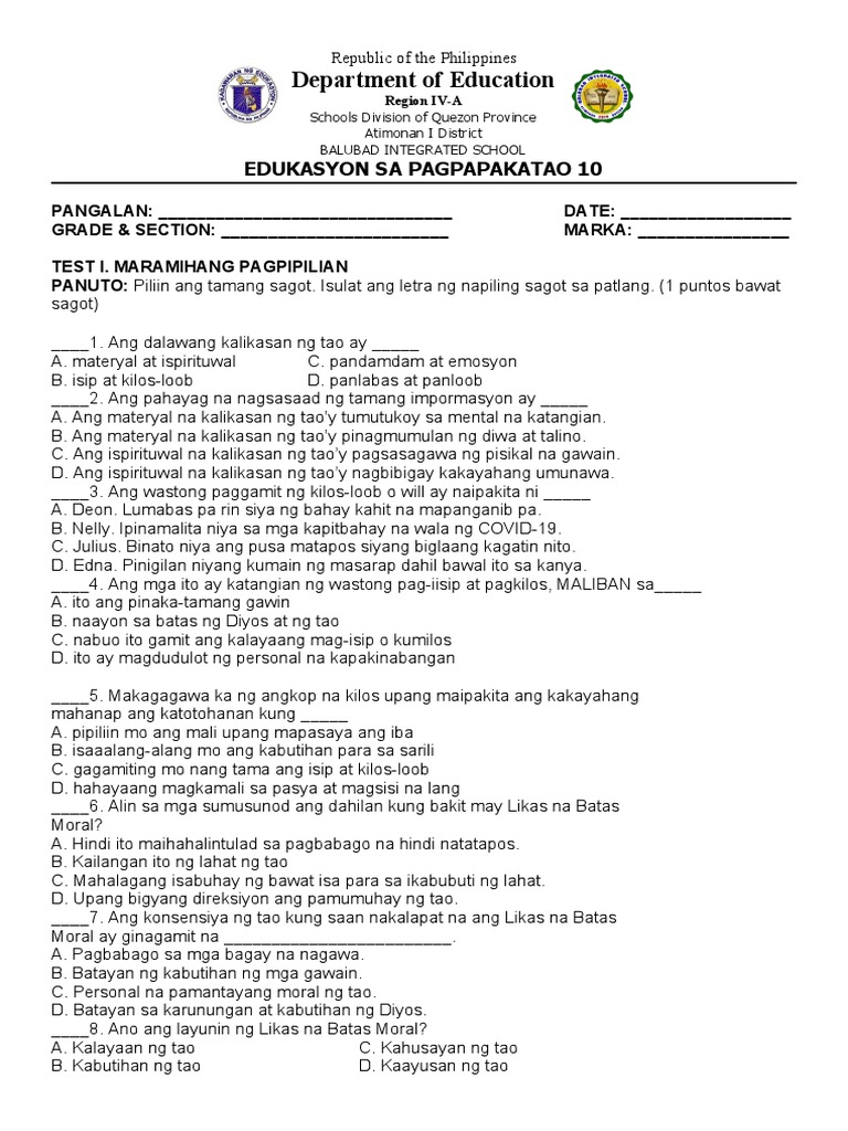 TQ Esp 10 (Q1) | PDF