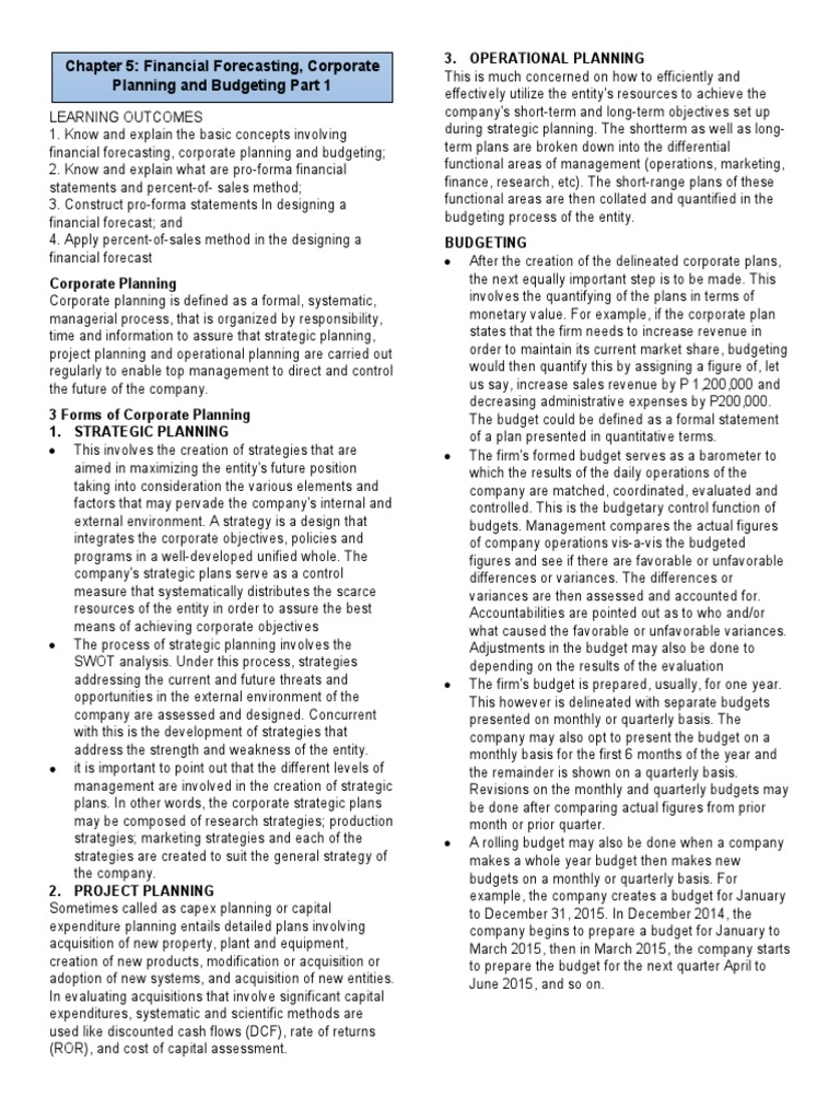 Finman Chapter 5 | Download Free PDF | Budget | Strategic Planning