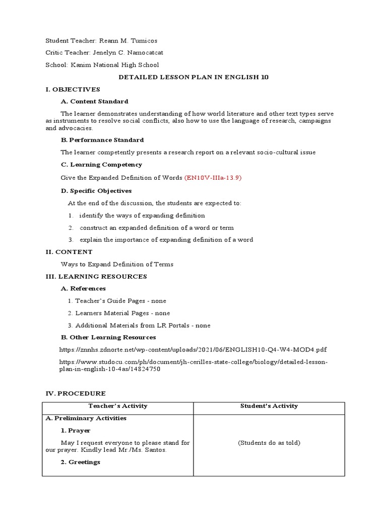 Expanding Definitions in English 10 | PDF | Musical Instruments ...