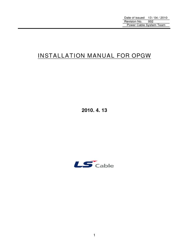 OPGW Installation Manual Overview | PDF