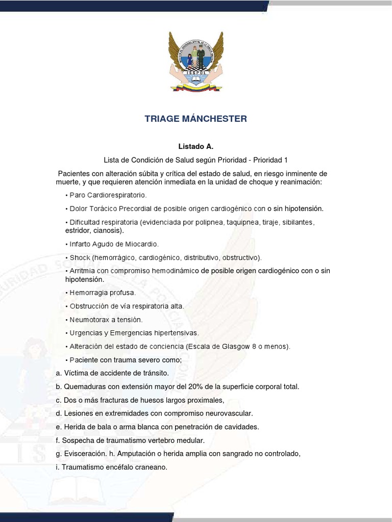 Triage Manchester: Clasificación de Emergencias | PDF | Lesión ...