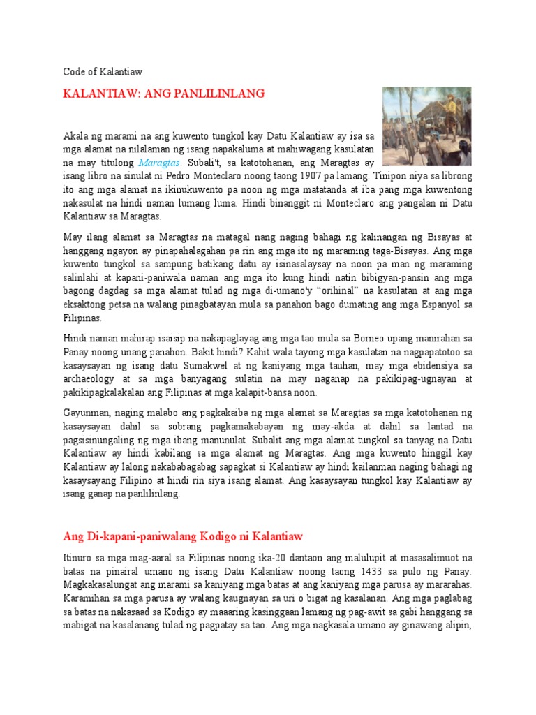 Code of Kalantiaw | PDF