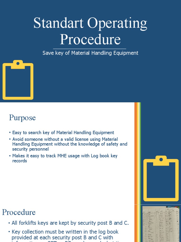 Material Handling Equipment Key SOP | PDF