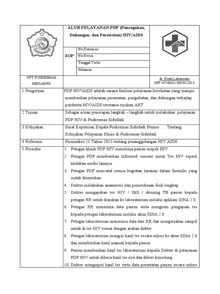 Sop Alur Layanan PDP Hiv | PDF