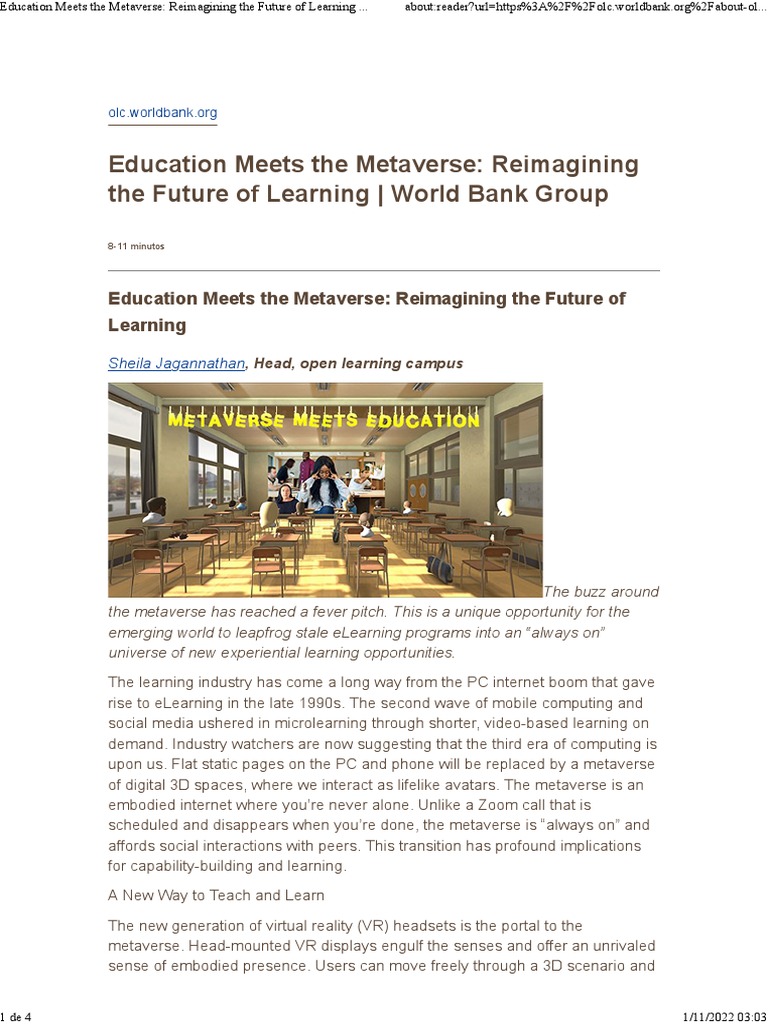 Education Meets The Metaverse Reimagining The Future of Learning | PDF ...