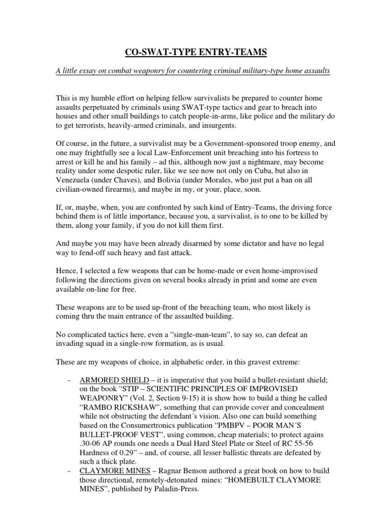 Co Swat Type - Entry Teams - Mad - Abe | PDF | Warfare | Military Science