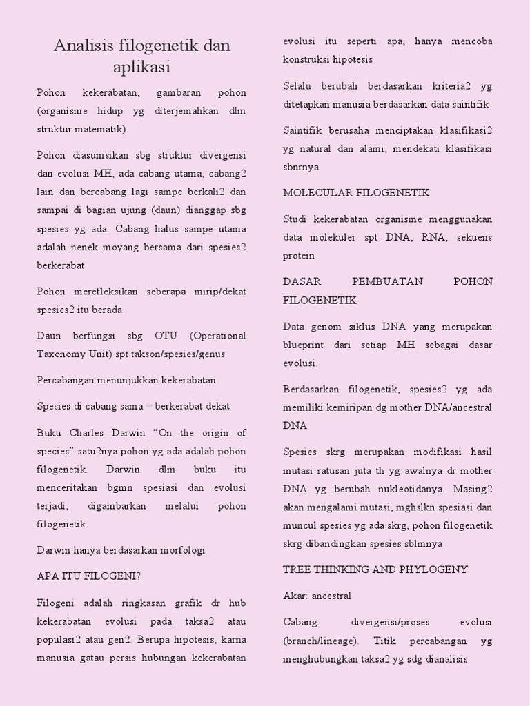 Analisis Filogenetik Dan Klasifikasi | PDF