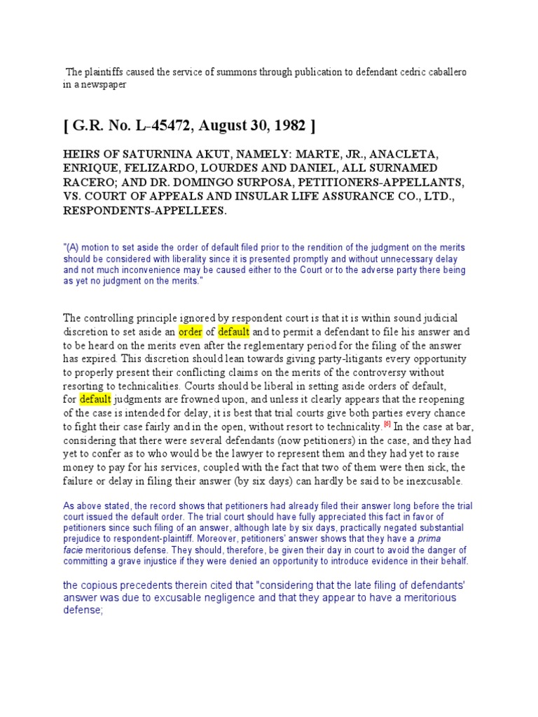 Setting Aside Default Judgments | PDF | Default Judgment | In Rem ...