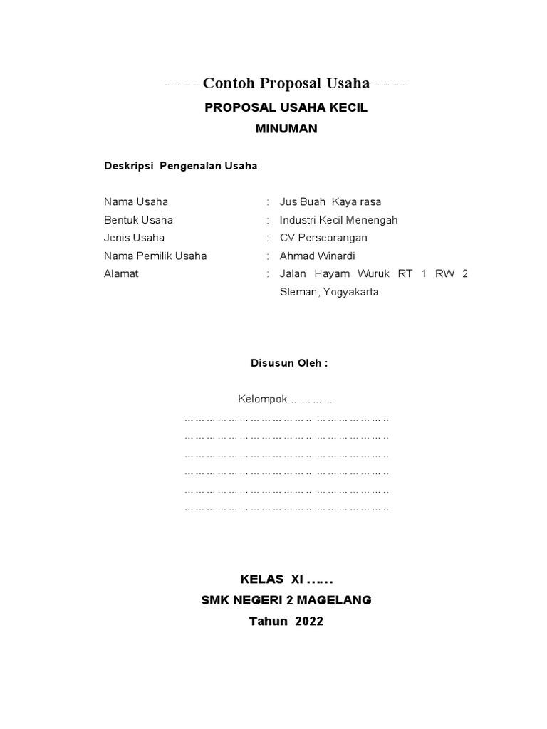 Contoh Proposal Usaha | PDF