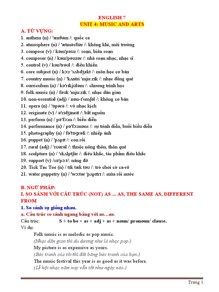 BTTHCS TA7 Unit 4 | PDF