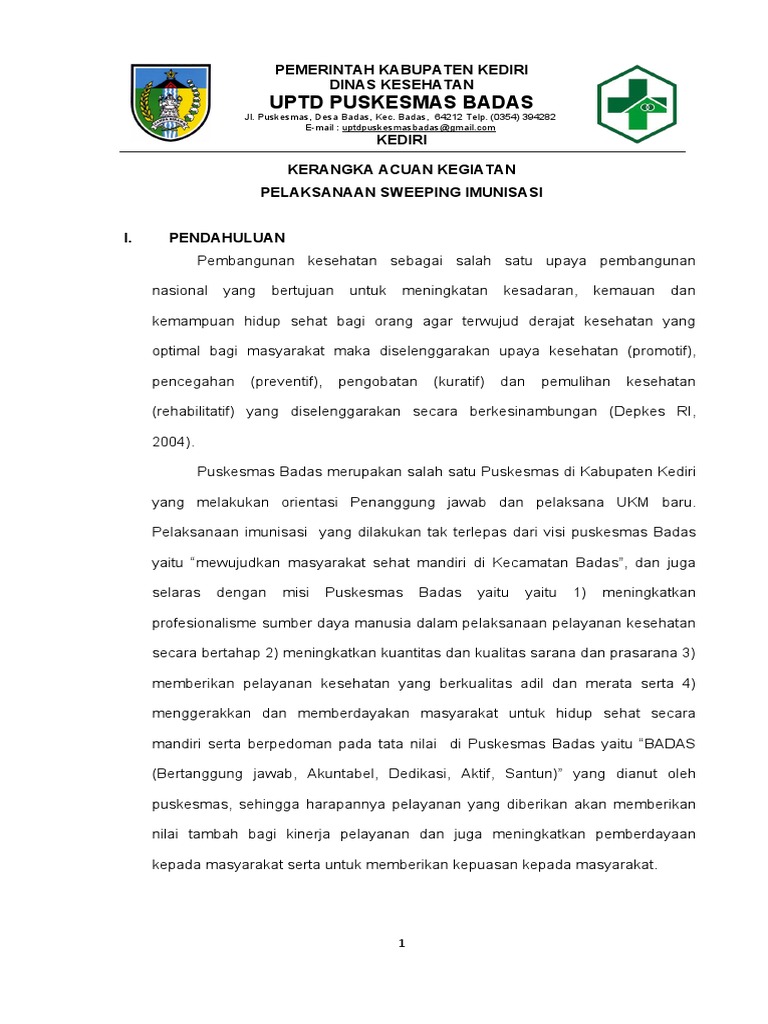 Kak Sweeping Imunisasi Fiks | PDF