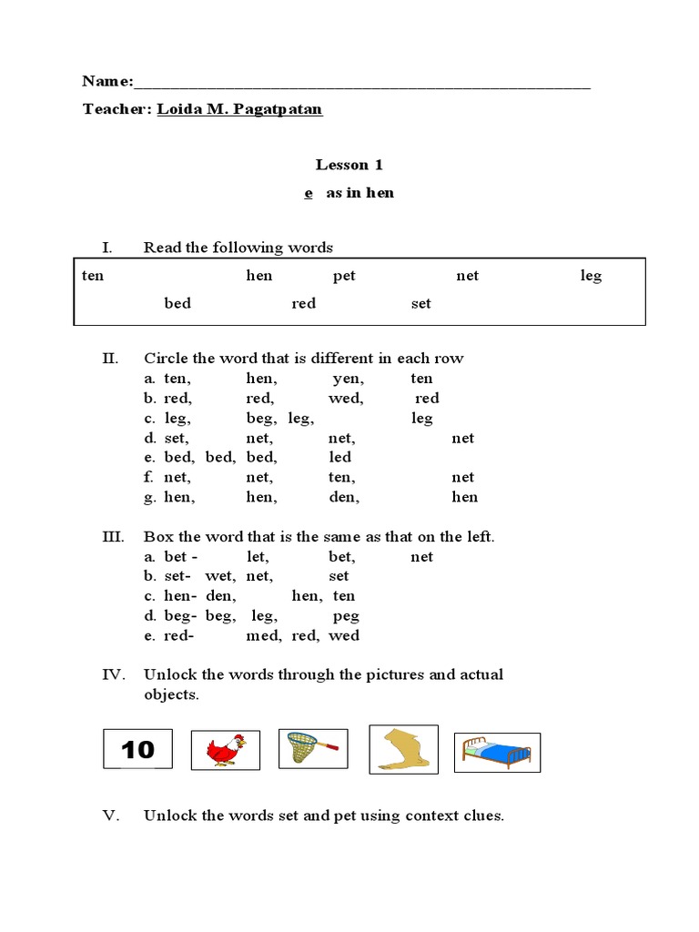 Fuller Activity For Non-Reader Lesson 1 | PDF | Language Arts & Discipline