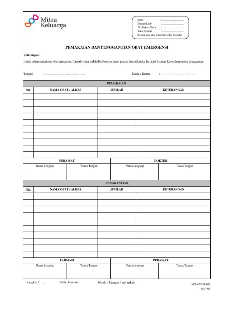 Formulir Obat Emergensi | PDF