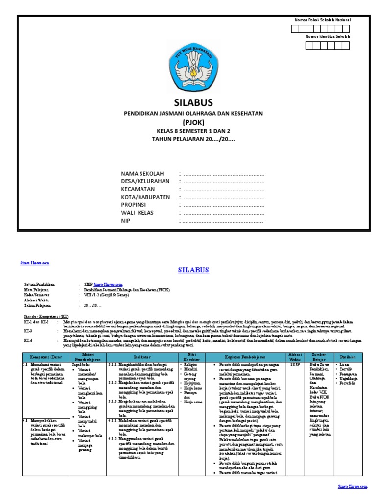 Silabus PJOK Kelas 8 | PDF