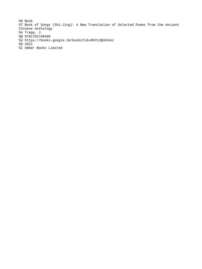 New Translation of Shi Jing Poems | PDF