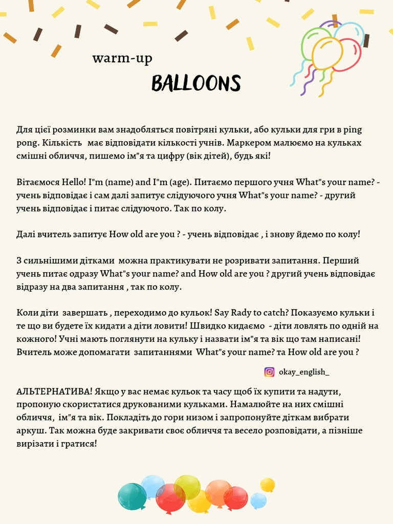 Warm-Up 2 Balloons | PDF