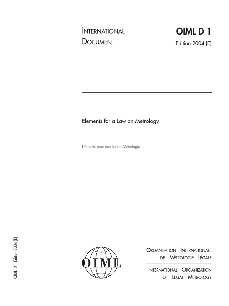 Oiml D 1-2004 | PDF | Metrology | Calibration