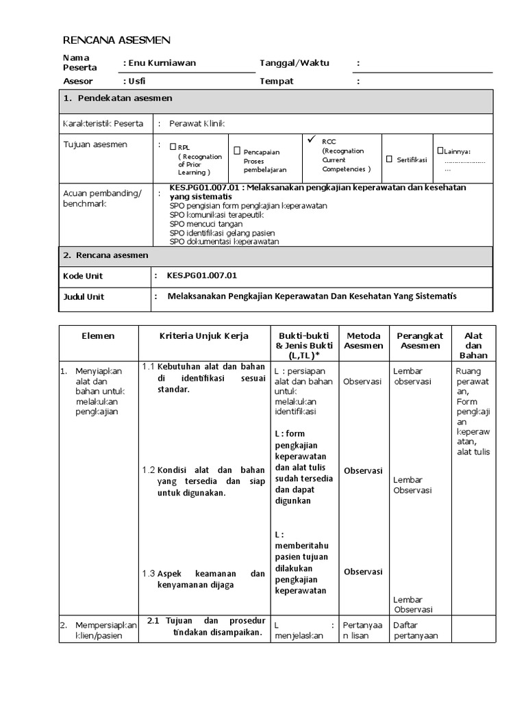 Rencana Asesmen | PDF
