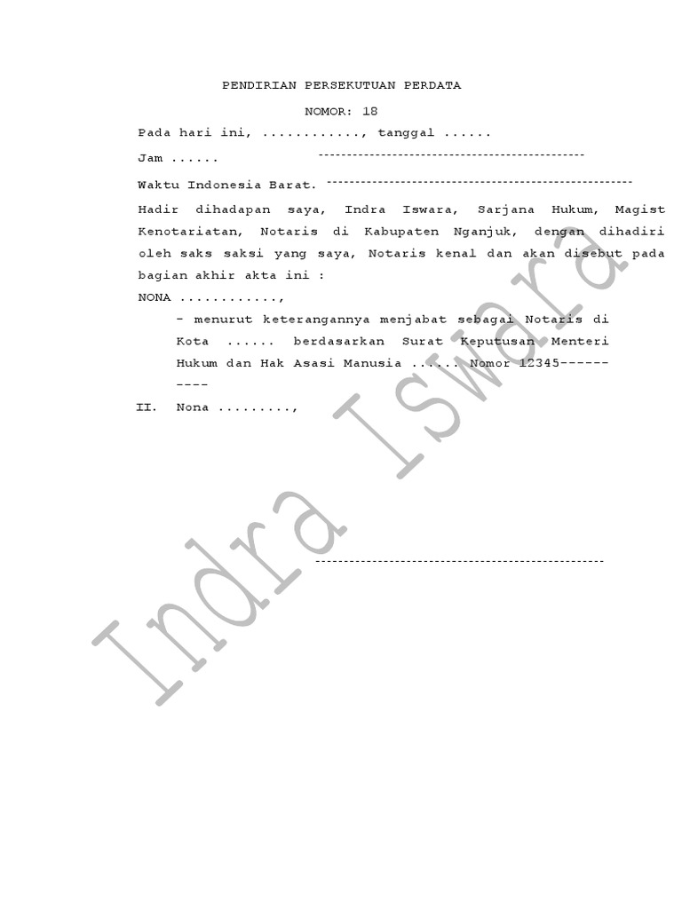 Pendirian Persekutuan Perdata | PDF