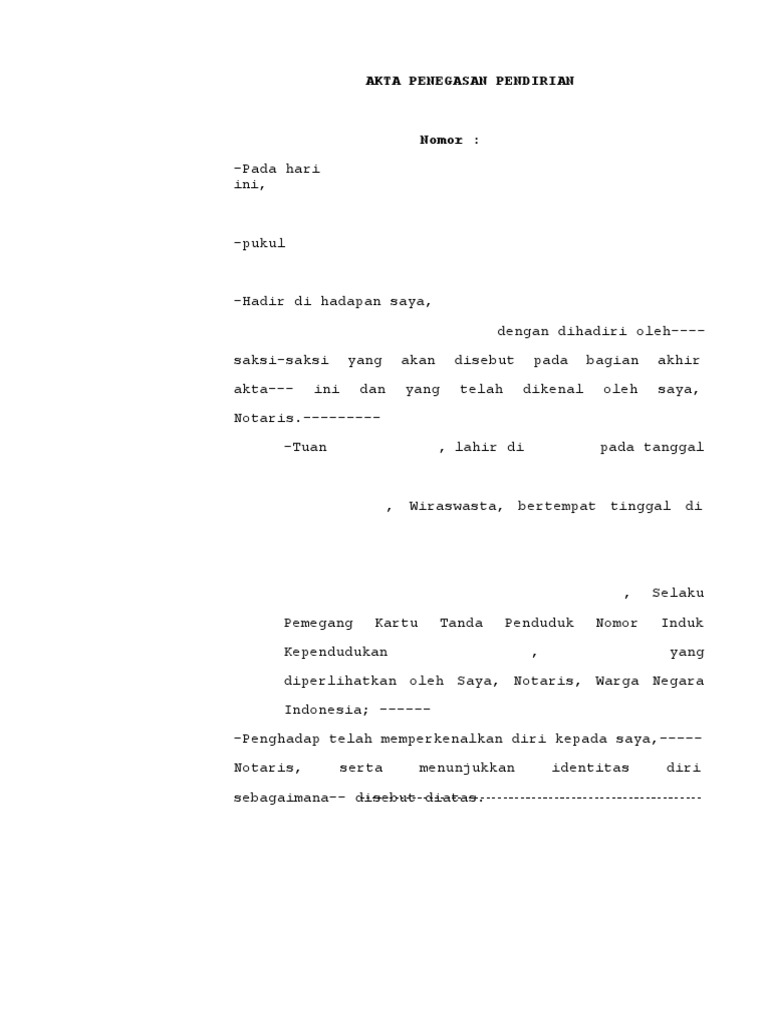 AKTA PENEGASAN PT PERORANAGAN-Ms Word | PDF