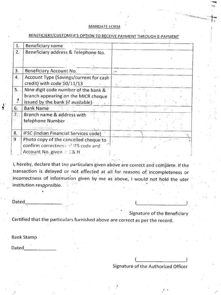 Bank Mandate Form | PDF