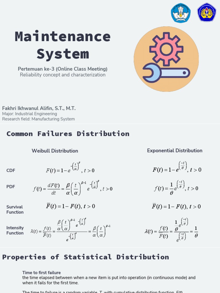 Sistem Pemeliharaan Reliability Concept And Characterization Pdf