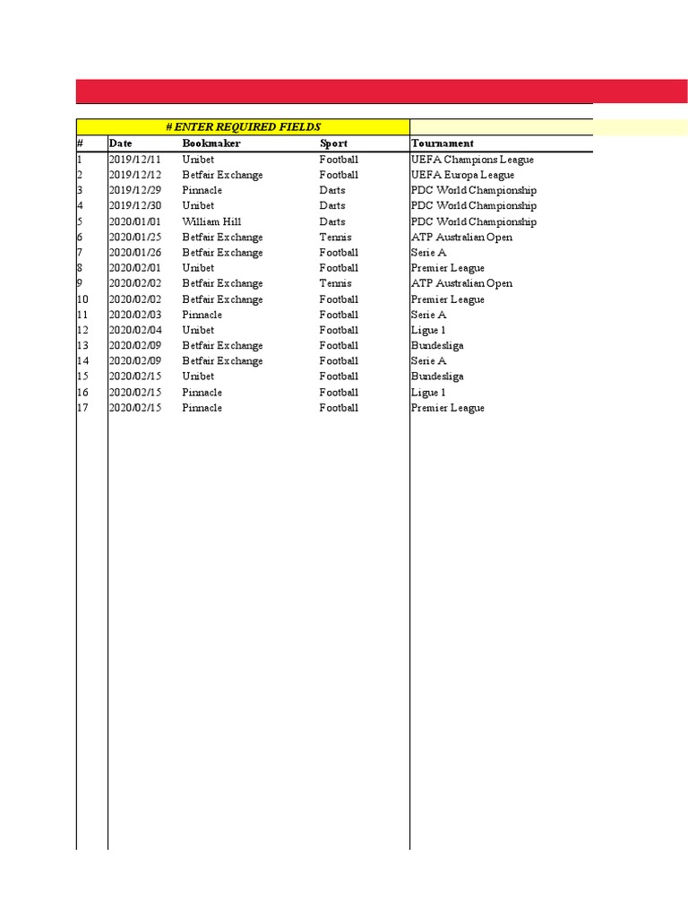 Sports Betting Tracker | PDF | Association Football | Sports