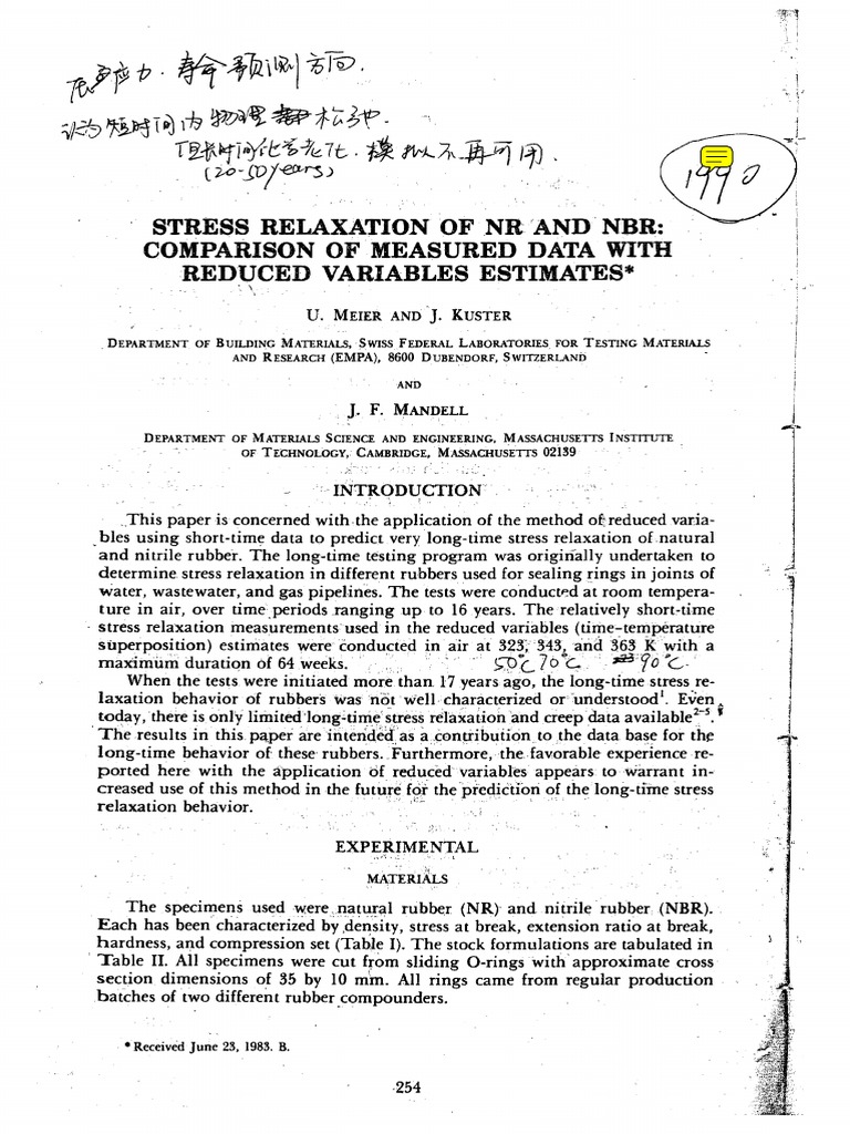 1984-Stress Relaxation of NR and NBR Comparison of Measured Data With Reduced Variables ...