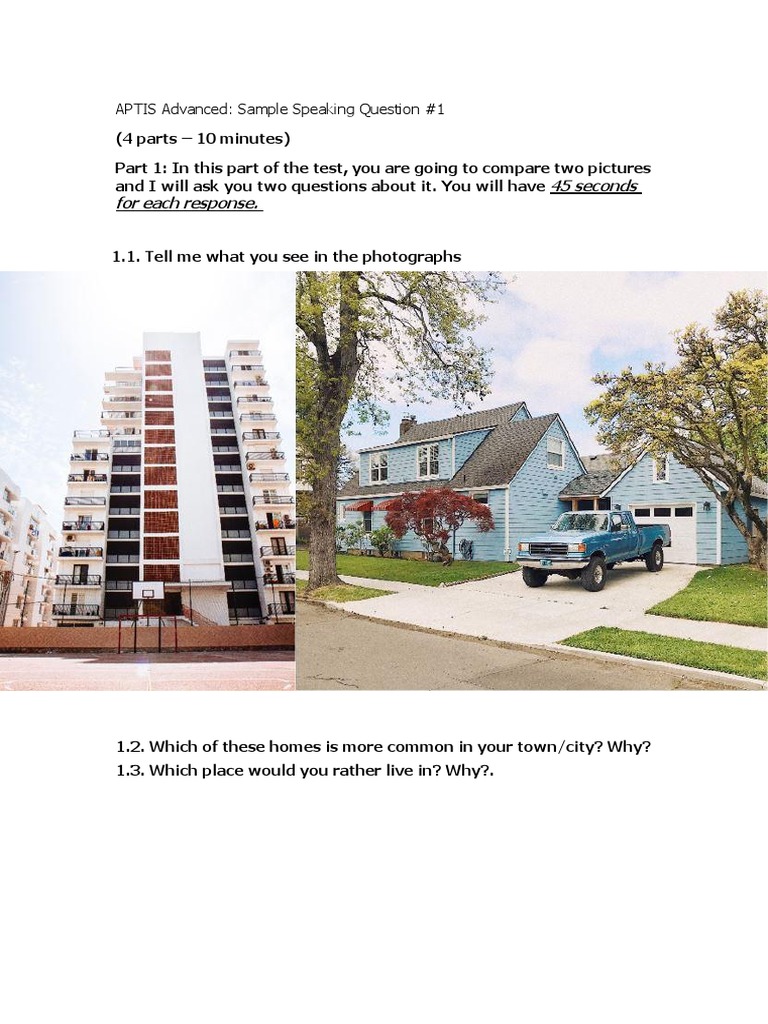 APTIS Advanced Sample Speaking Test 1 | PDF