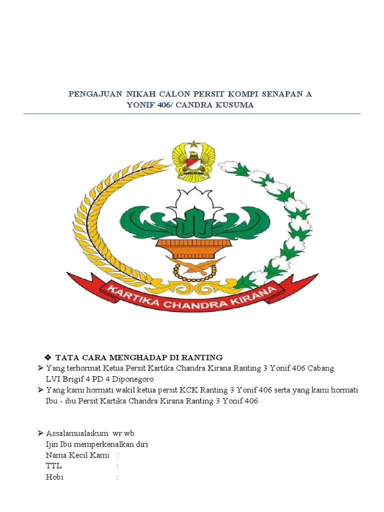 Materi Pengajuan Persit 2022 | PDF