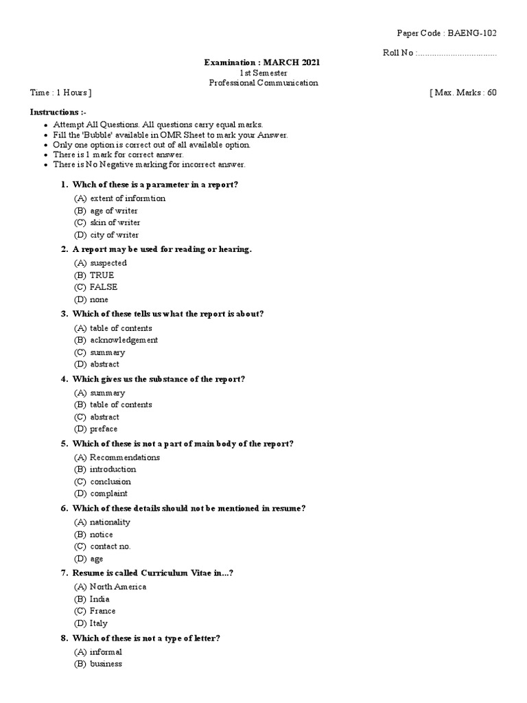 Baeng 102 | PDF | Reading Comprehension | Linguistics