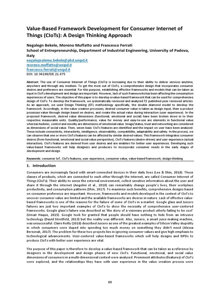Value-Based Framework | PDF | Internet Of Things | Cognitive Science
